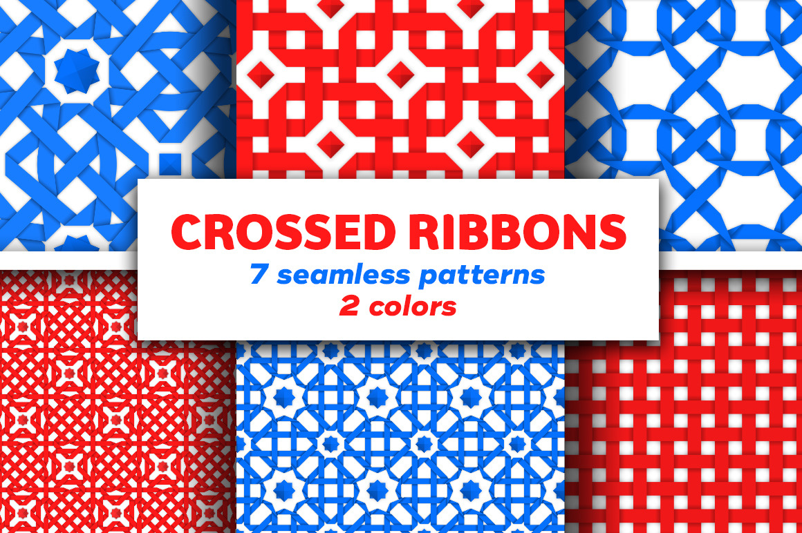 Crossed ribbons. Seamless patterns, a Pattern Graphic by yurlick