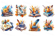 Watercolor PNG clipart with books, an Education Illustration by Bubert Art
