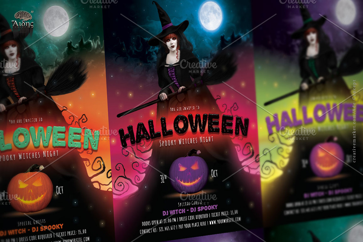 Halloween Witches Party Flyer, a Flyer Template by Ade Concept