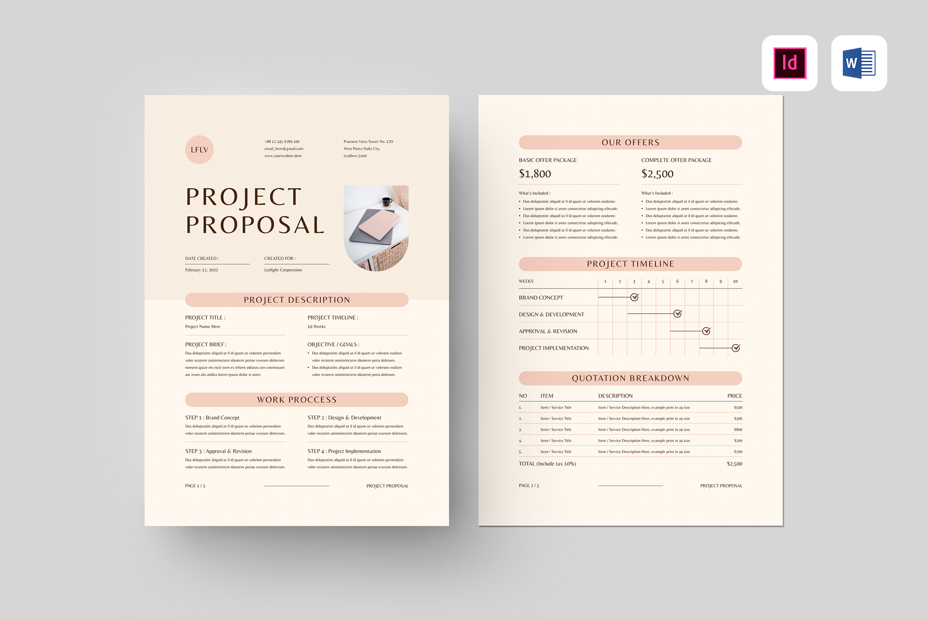 Proposal | MS Word & Indesign, a Stationery Template by Leaflove