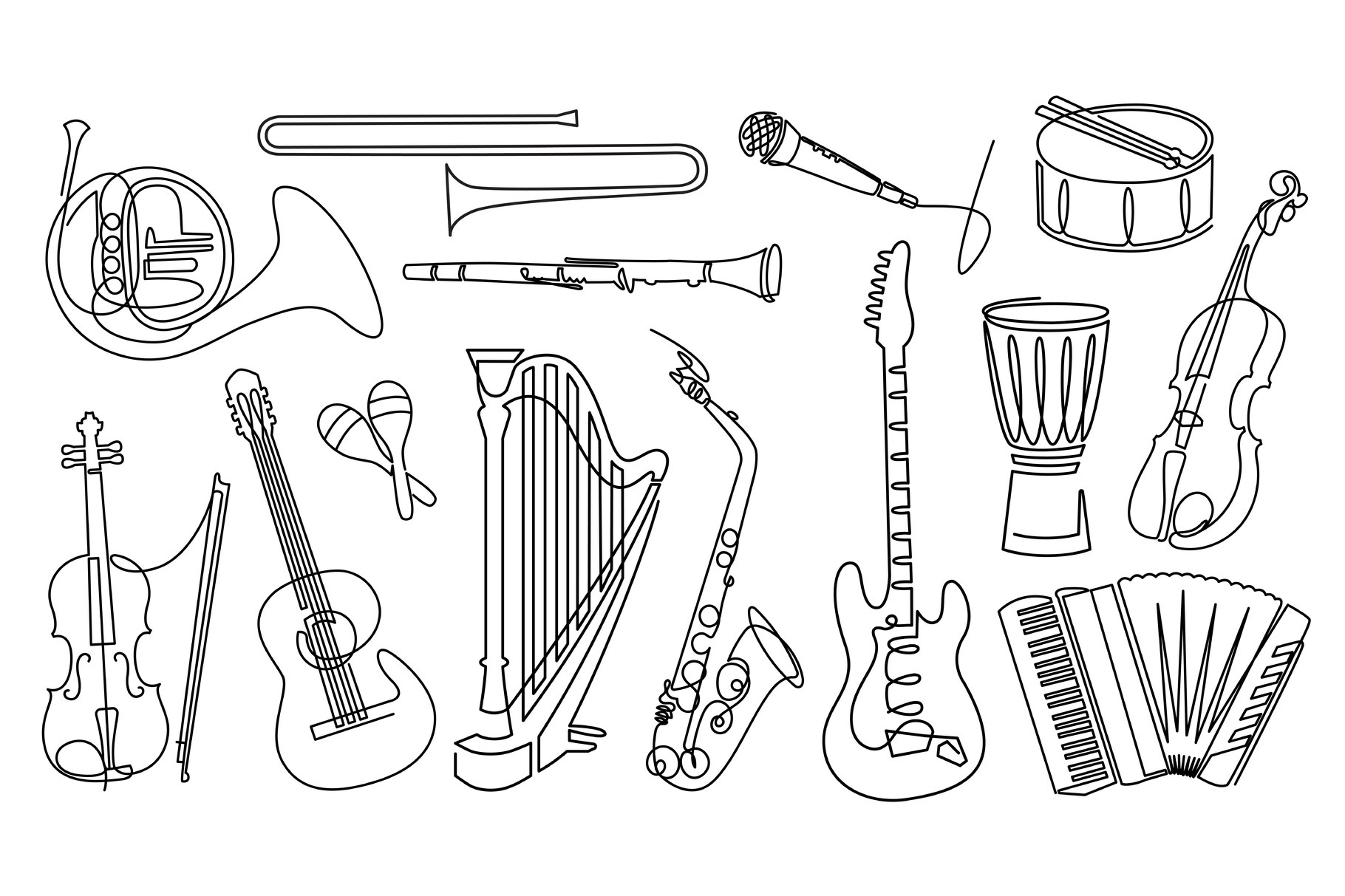 Continuous line drawing of Musical, an Object Graphic by Samui-Art