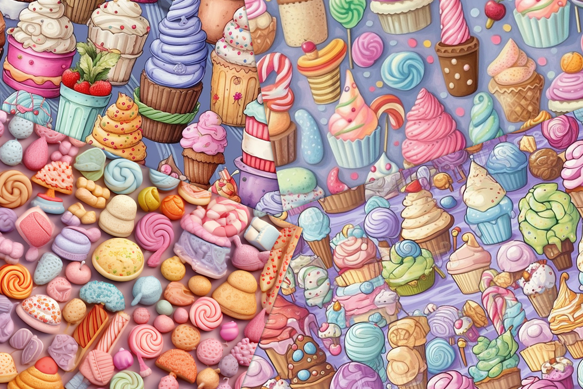 Whimsical Confectionery Patterns, a Background Graphic by AdriOP