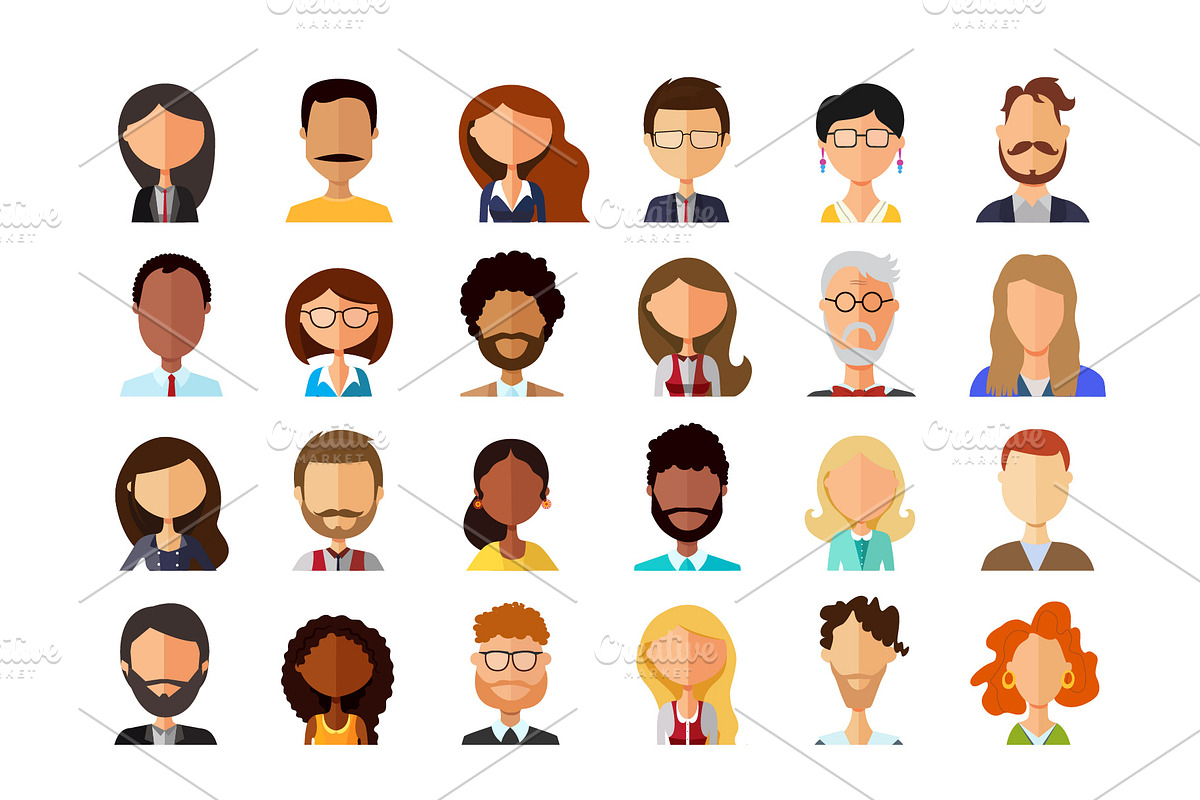 avatars flat cartoon people vector, an Icon by NikoDzhi Art