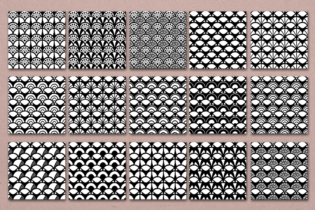 190 Handdrawn Scale Patterns, a Pattern Graphic by Monogram Fonts Co.