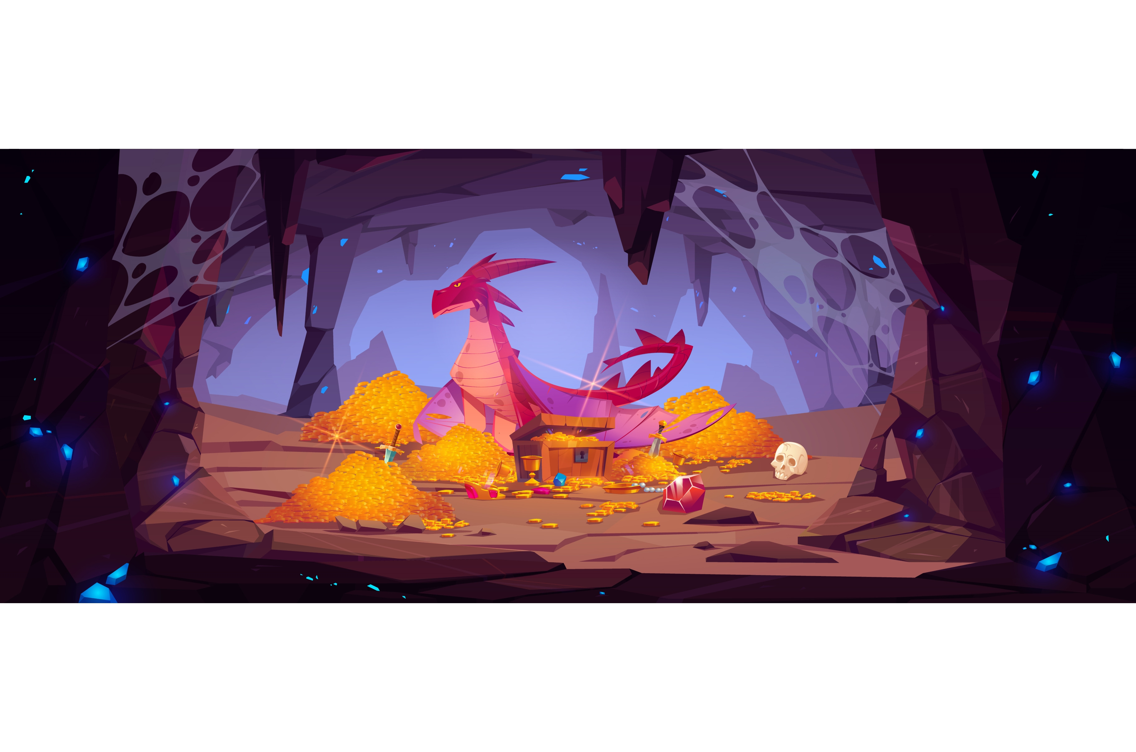 Dragon protect gold pile in cave, an Animal Illustration by art PVP ...