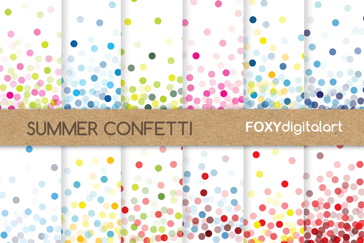 Confetti Digital Paper Pack, a Pattern Graphic by FOXYdigitalart