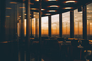 Luxury restaurant interior on sunset, an Architecture Photo by SkyNext