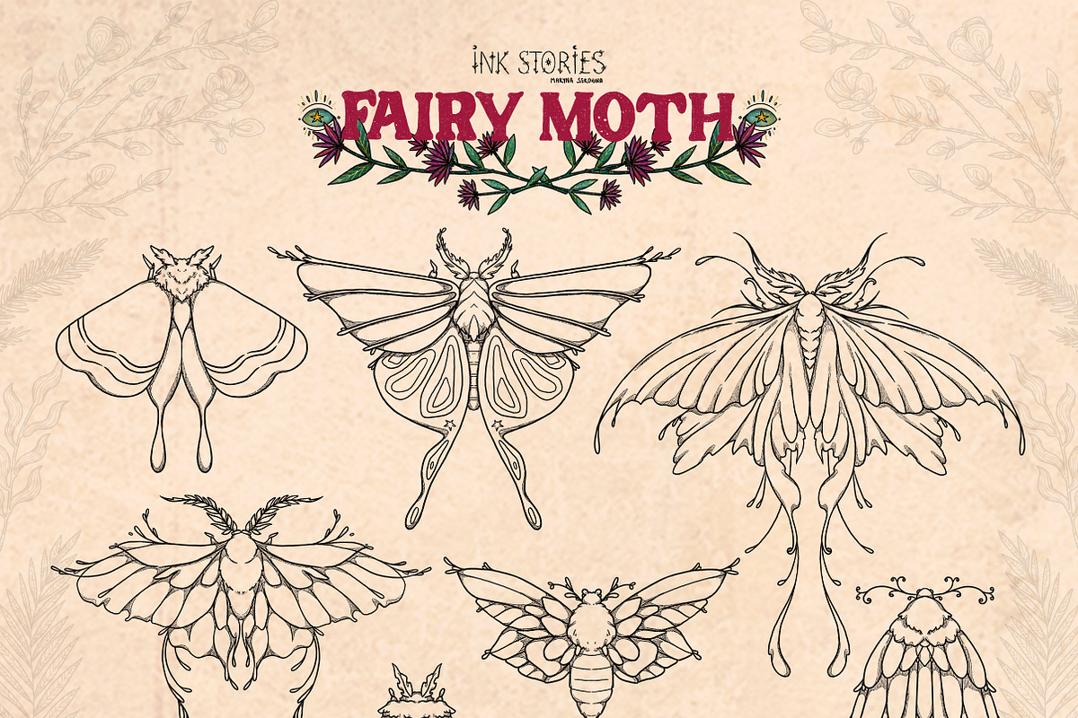 Fairy Moth, an Animal Illustration by Ink Stories