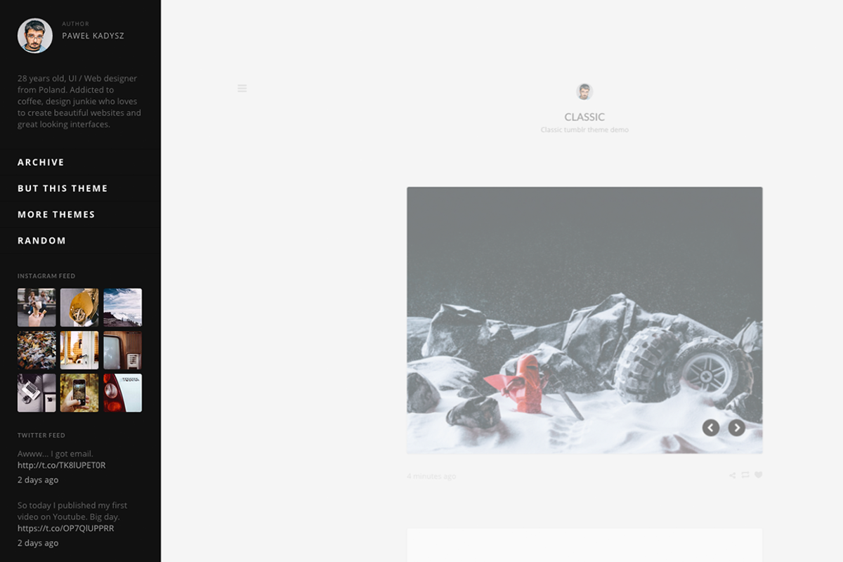 Classic tumblr theme, a Websites & App Template by Pixel Revel