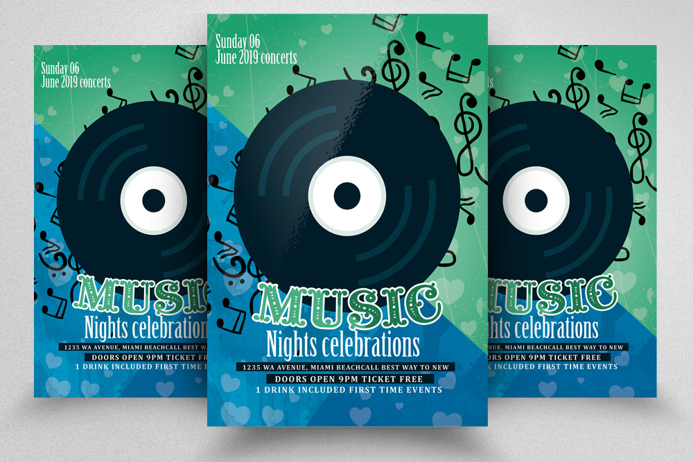 Music Night Flyer Template, a Flyer Template by Psd Templates