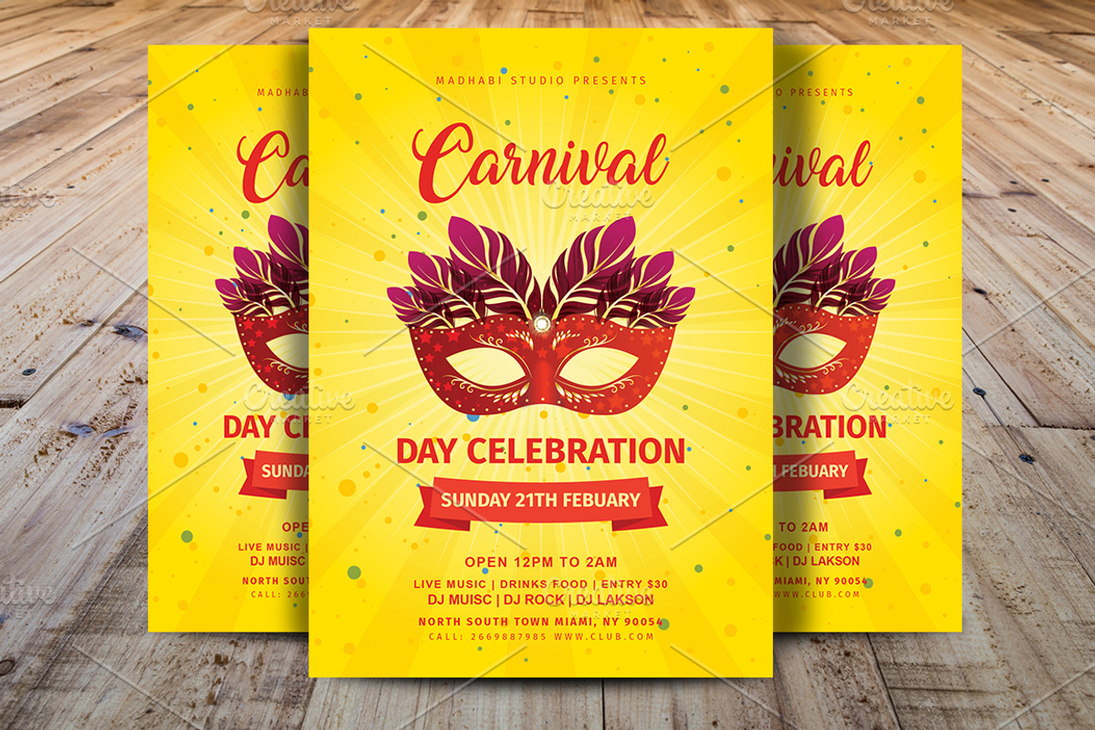 Carnival Day Celebration Flyer, a Flyer Template by Madhabi Studio