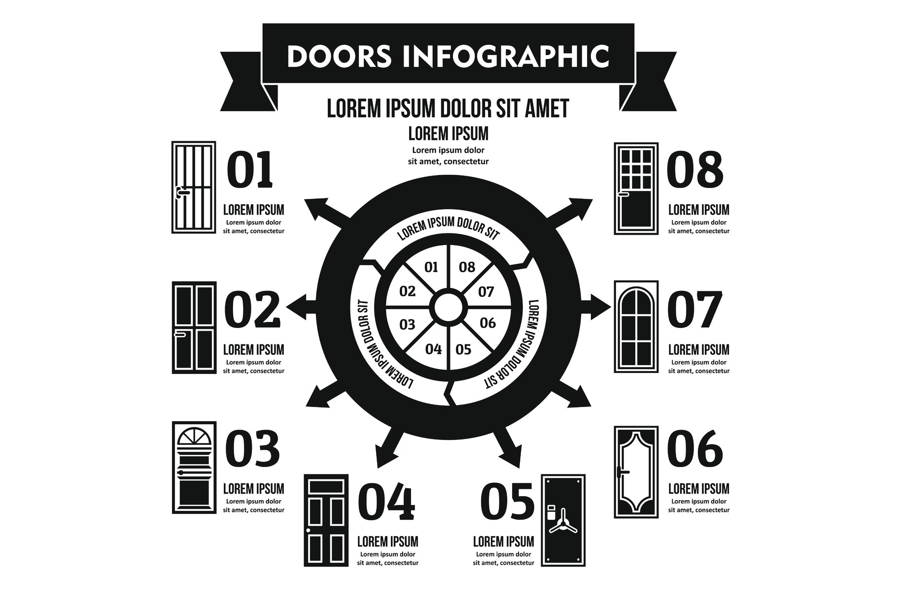 Doors infographic concept, simple | Graphic Objects ~ Creative Market