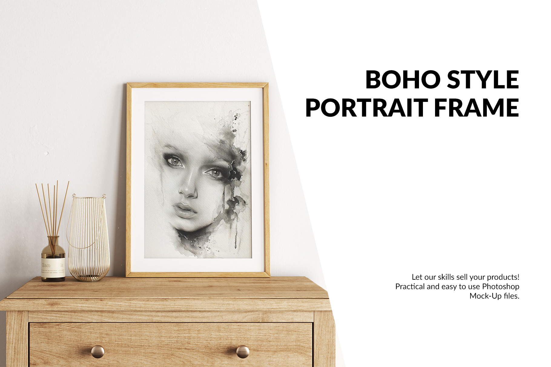 Boho Style Portrait Frame Mockup, a Product Mockup by mock-ups