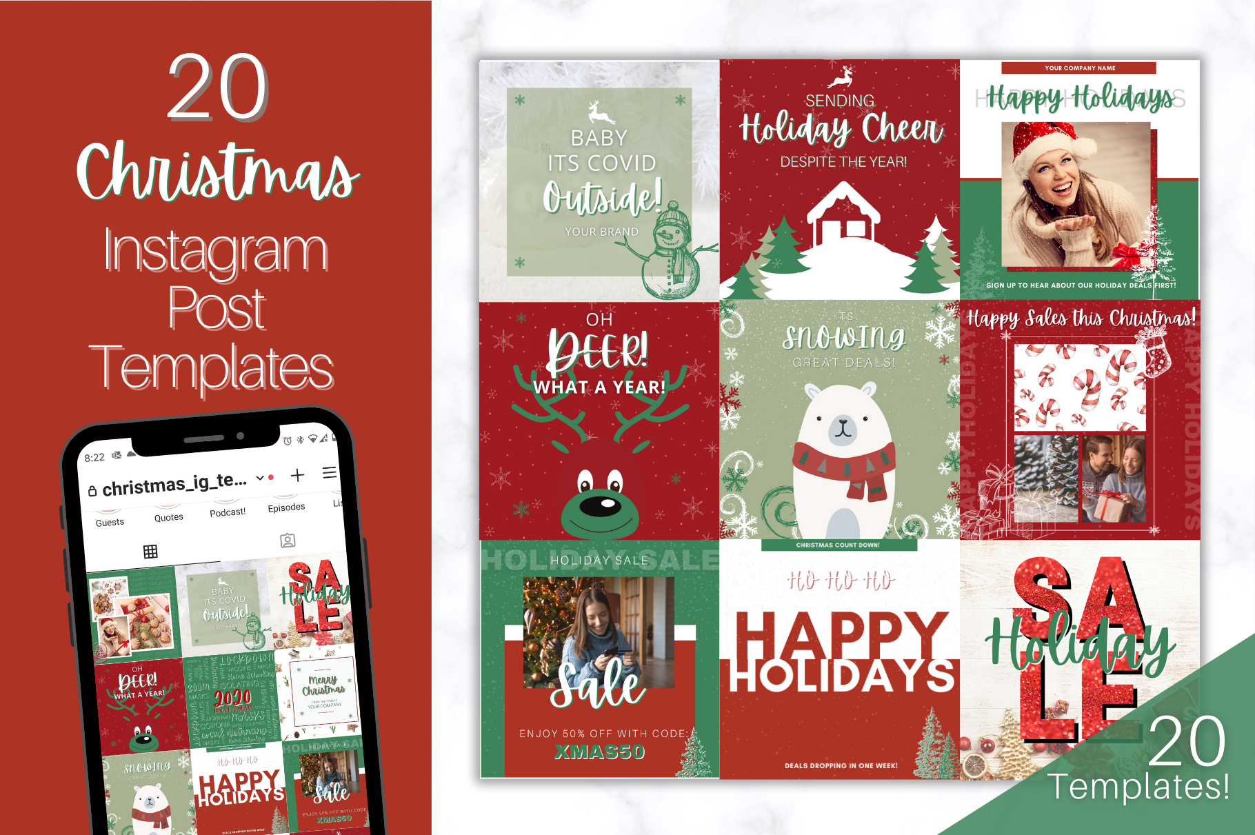Christmas Instagram Post Templates, a Social Media Template by ...