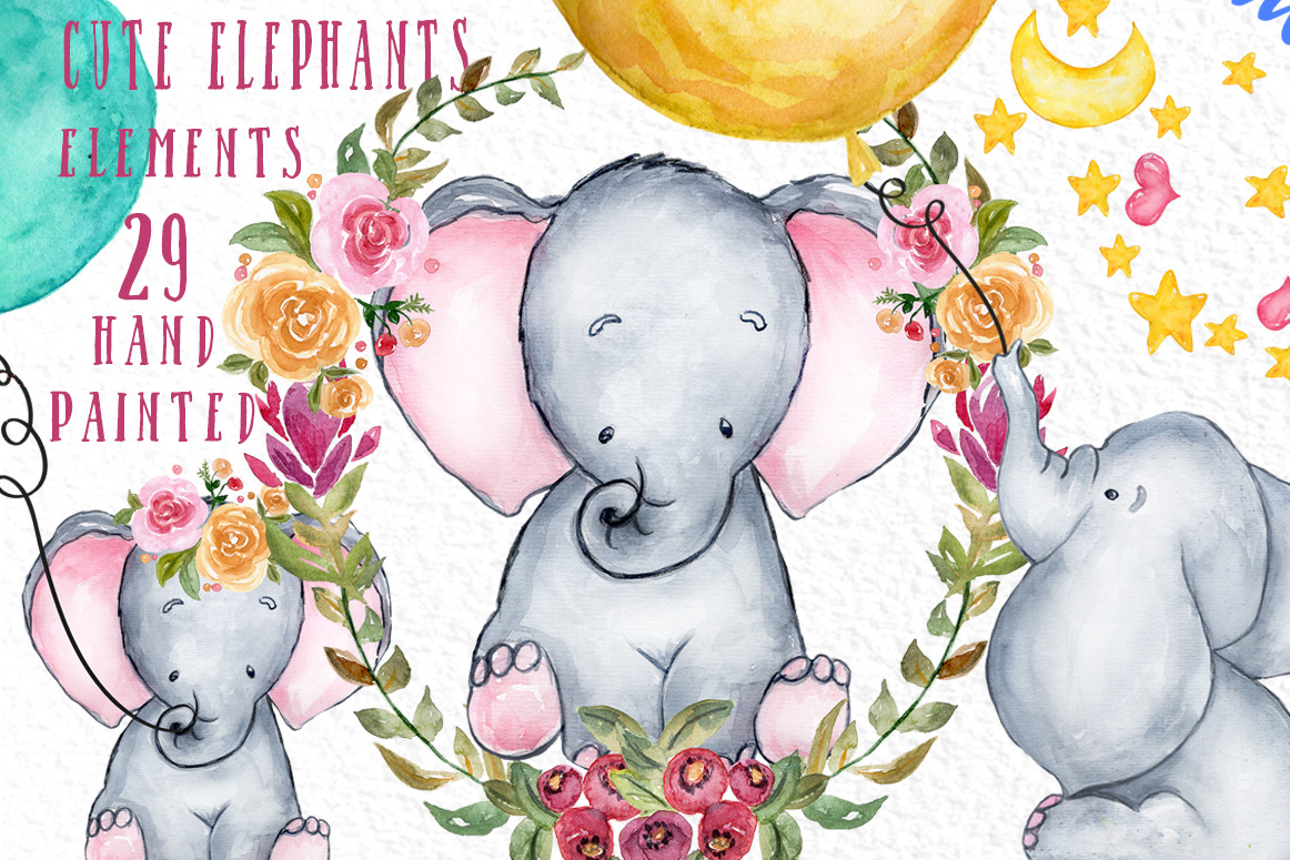 Cute baby elephants clipart, an Animal Illustration by vivastarkids