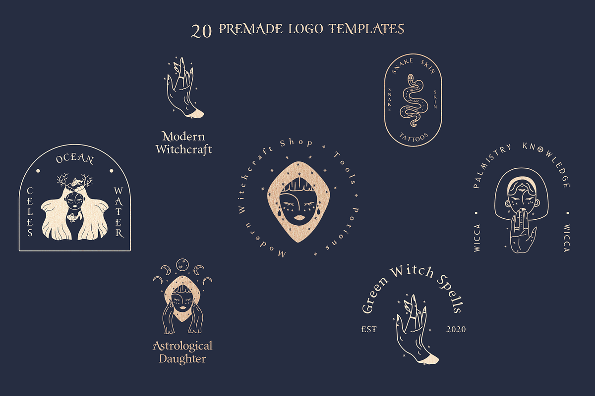 Wicca | Witchcraft drawings & logos, a Graphic by Luna Studio