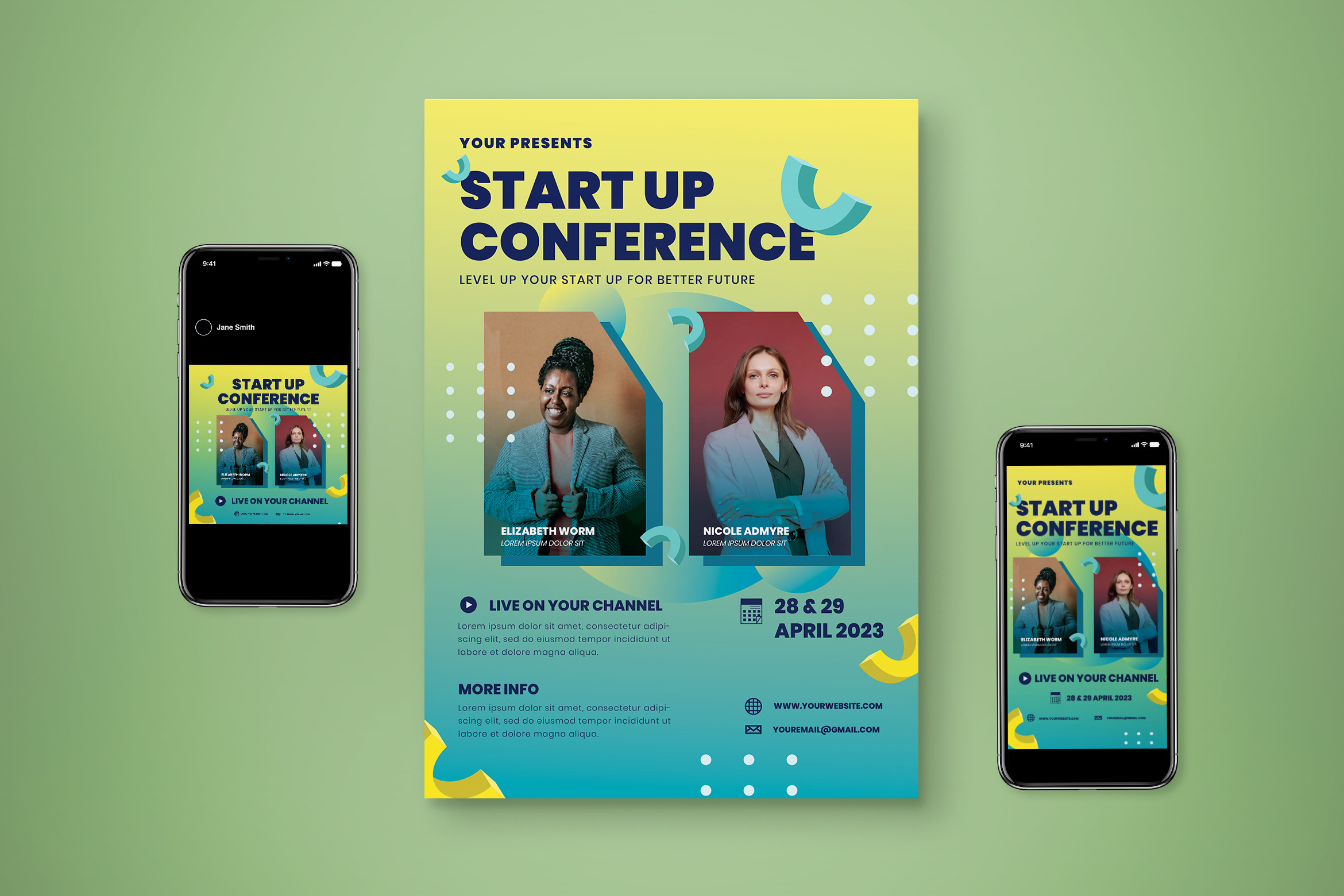 Startup Conference Flyer Set, a Flyer Template by graphicook