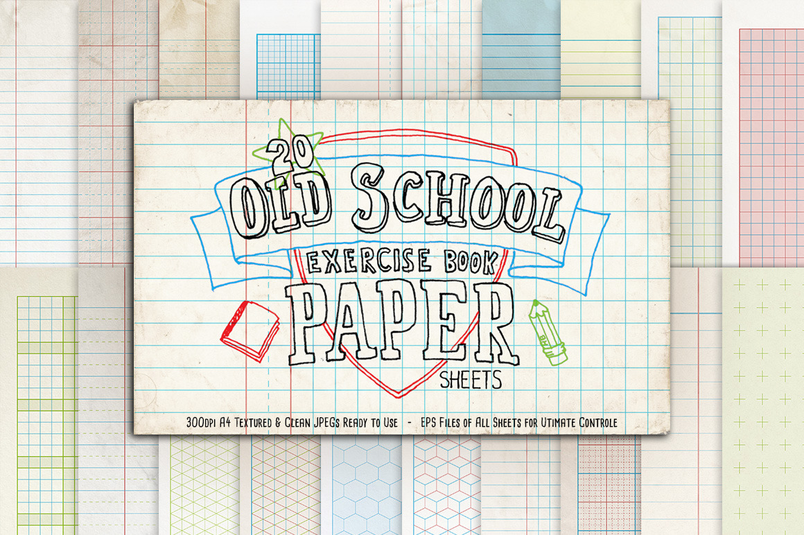 Old School Exercise Book Paper, a Background Graphic by Fendell Projects