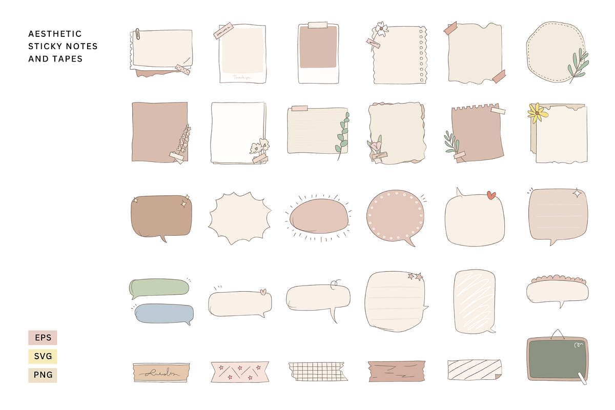 aesthetic sticky notes, an Object Graphic by Pinkbrush