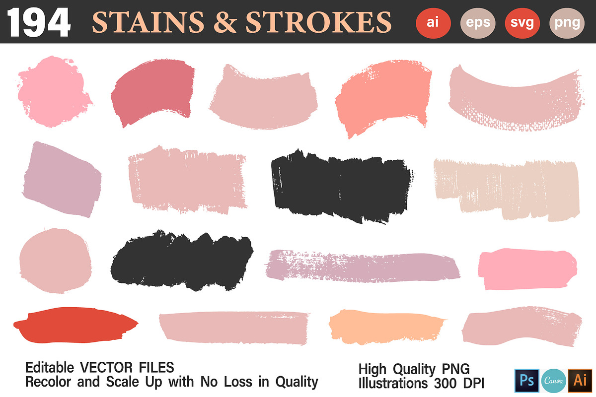 Vector Stains & Strokes Atelier +SVG, an Object Graphic by Katrinelly ...