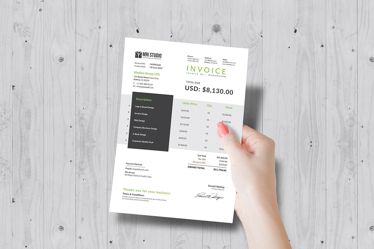 Invoice Template, a Stationery Template by MRI STUDIO