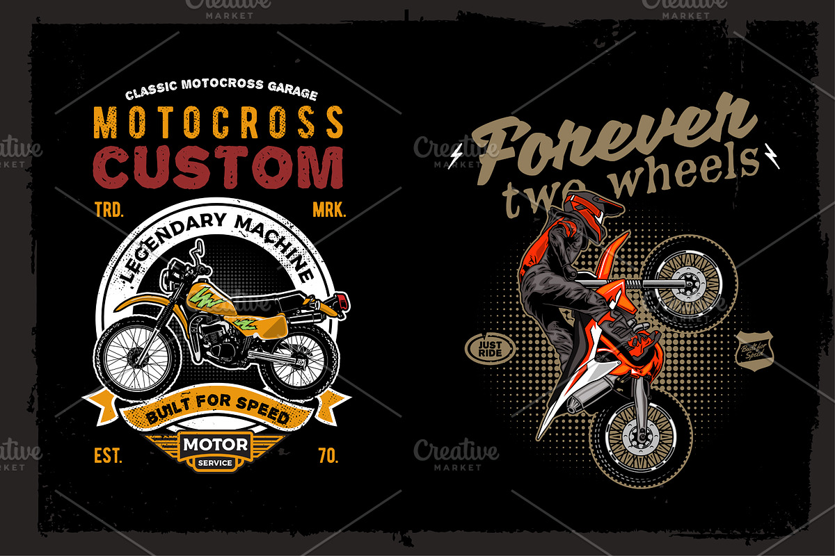 Motocross Design Bundle, a Transportation Illustration by The BolzStudio