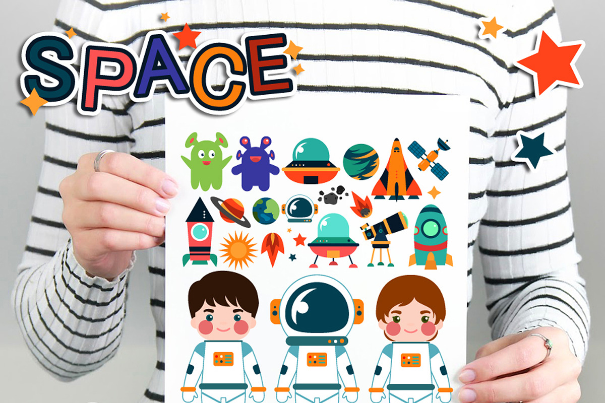 Space Digital Clipart, an Illustration by Cozy Cat Design