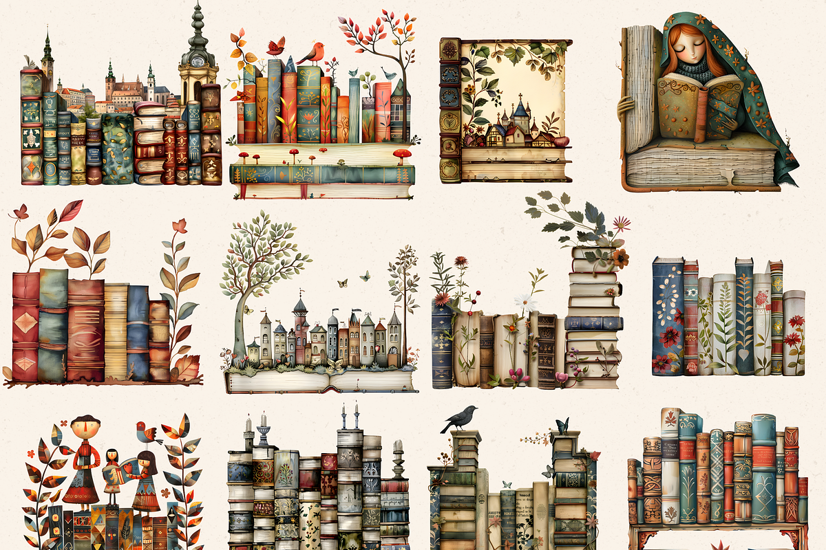 PRAGUE FANTASY BOOK BORDER CLIPART, a Decorative Illustration by Daring ...