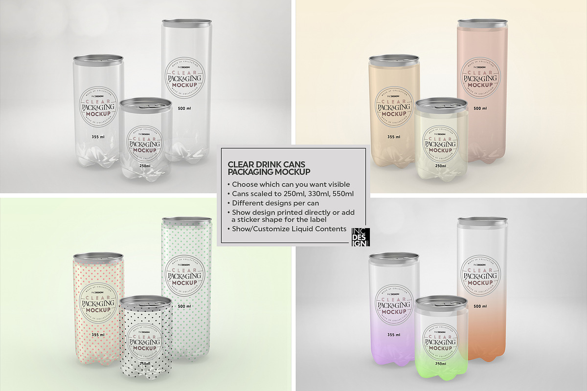 Clear Drink Cans Packaging Mockup, a Cups & Container Mockup by INCDesign