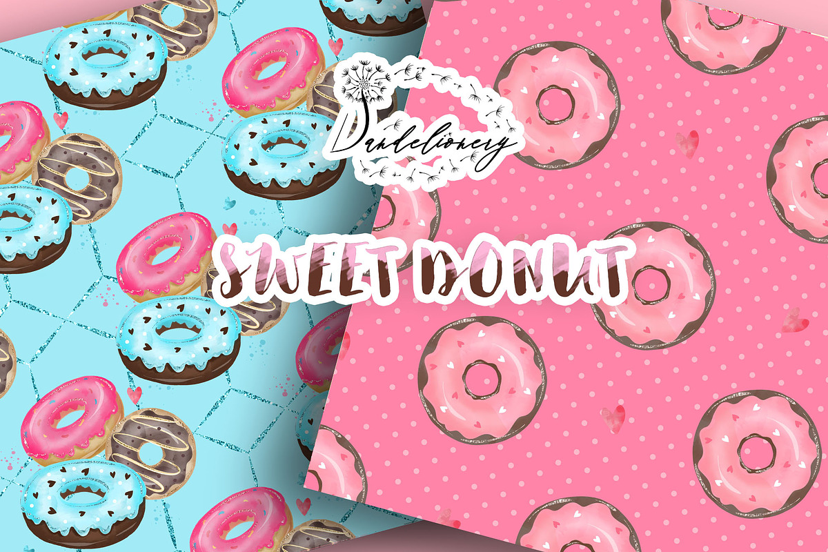 Sweet Donut digital paper pack, a Pattern Graphic by designloverstudio