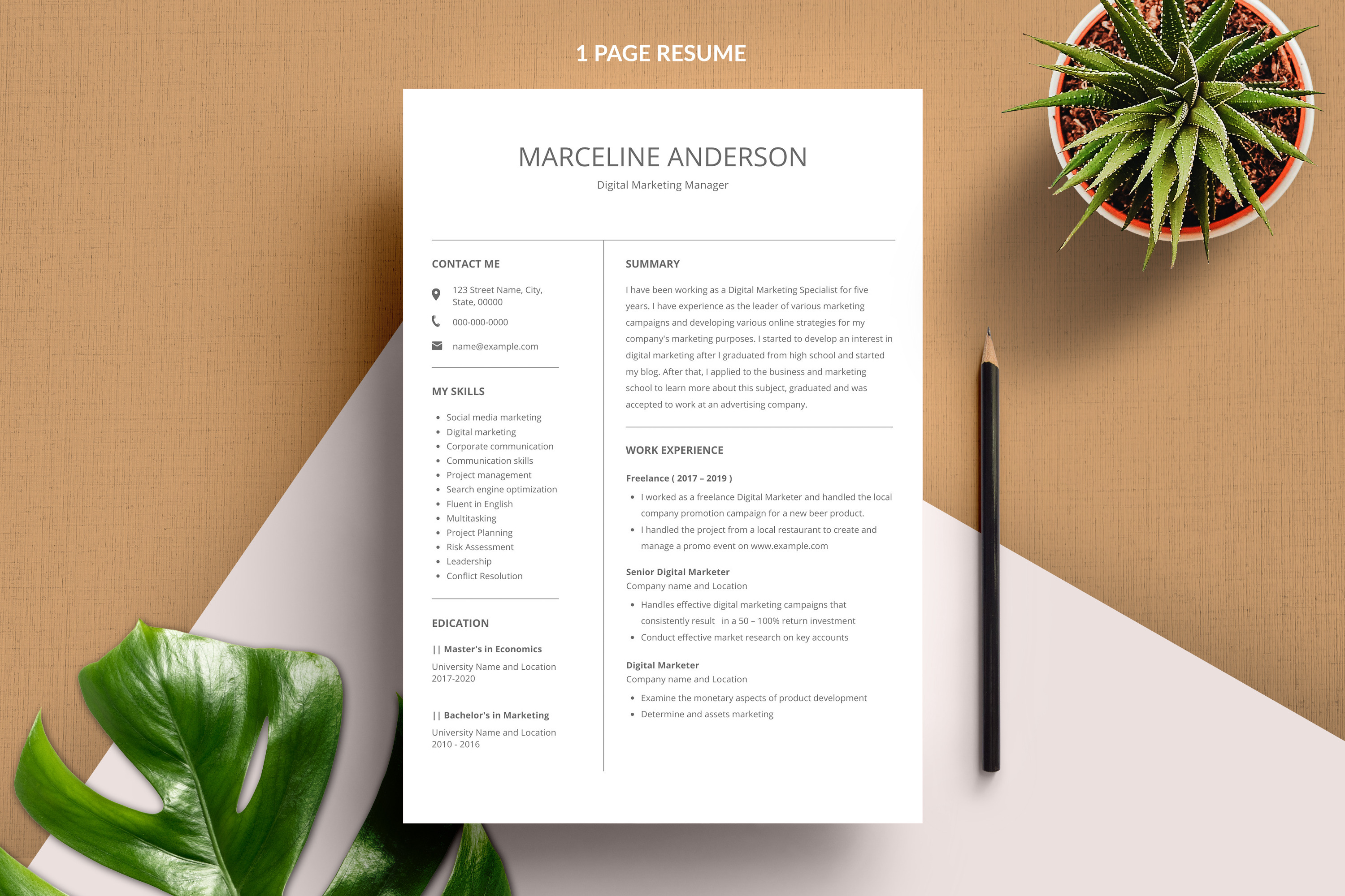 Minimal Resume for Marketing Manager, a Resume Template by SmmrDesign