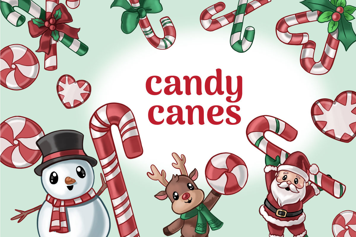 Cute Candy Cane Clipart, an Illustration by TheClipAtelier