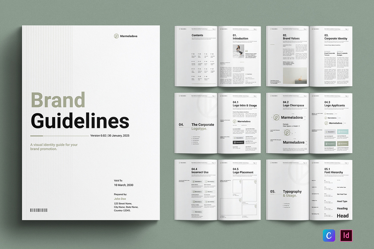 Brand Identity Guidelines Template, a Brochure Template by E-Type