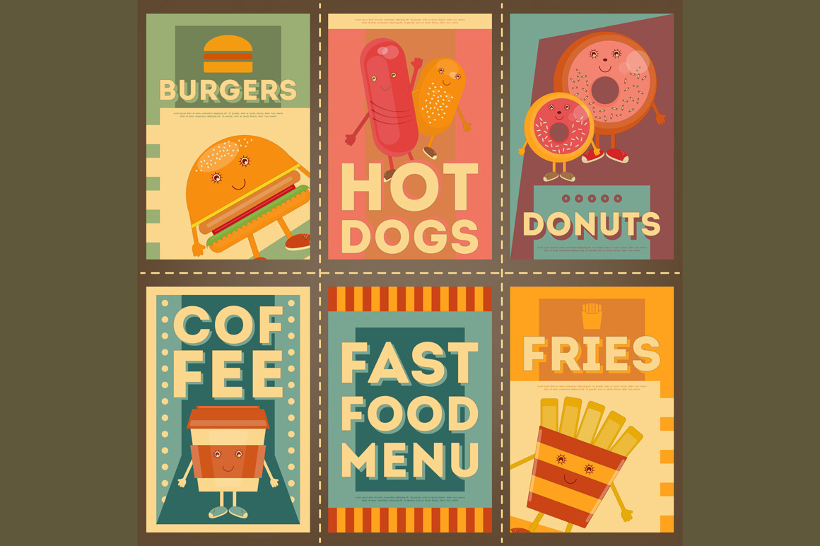 Fast Food Menu, a Food Illustration by ELFIVETROV DESIGN | Creative Market