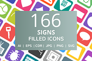 166 Sign Filled Round Corner Icons, an Outline Icon by IconBunny