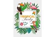 Tropical party poster with birds in, an Animal Illustration by RocketArt
