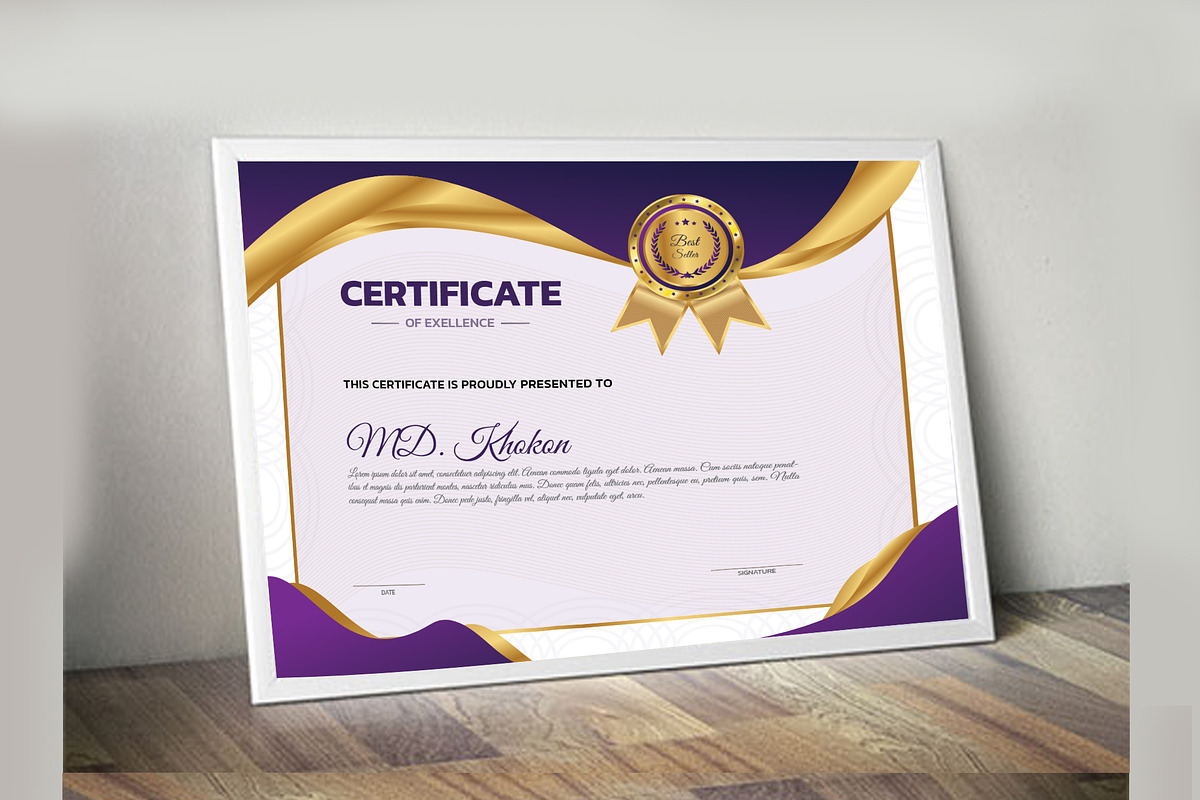 Simple Certificate Design Template, a Stationery Template by MRI STUDIO
