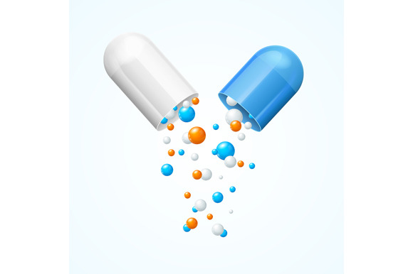 Medical Capsule Open. Vector, a Healthcare Illustration by Vector and ...