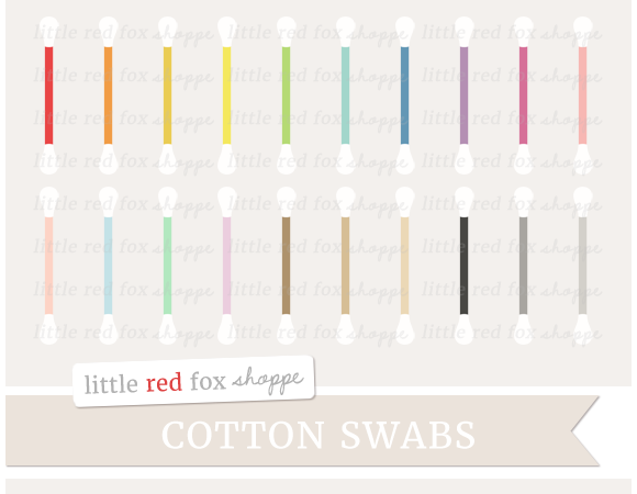 Cotton Swab Clipart, an Illustration by Little Red Fox Shoppe