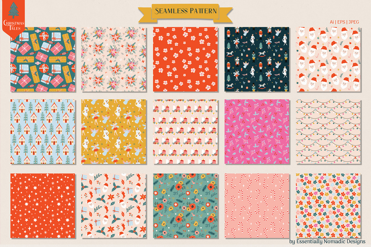 Nutcracker Christmas Pattern Graphic, a Seasonal Illustration by ...