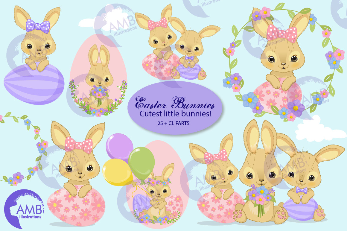 Easter Bunnies clipart AMB-2721, an Illustration by AMBillustrations ...