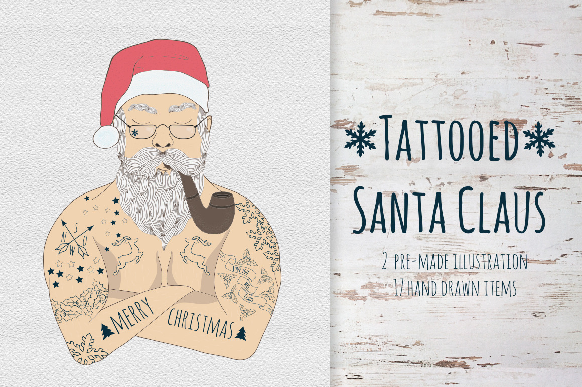 Tattooed Santa Claus, an Illustration by CallMeStasia