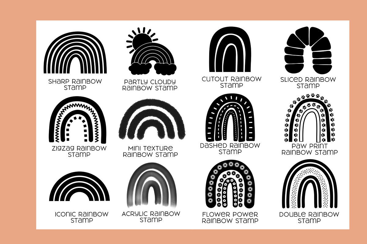 Rainbow Stamps for Procreate, a Brush Add-On by The Creative Bix