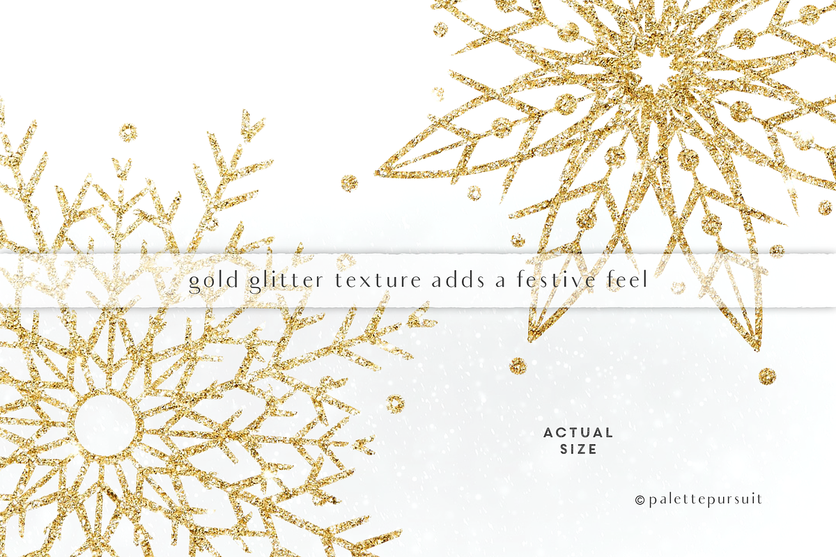Gold glitter snowflakes clip art, an Object Graphic by Palette Pursuit