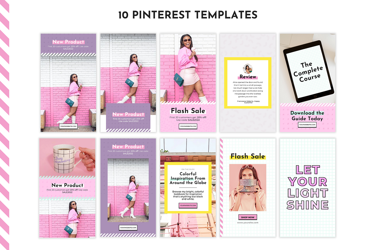 Pink Pinterest Templates for Canva, a Social Media Template by ltsdesigns