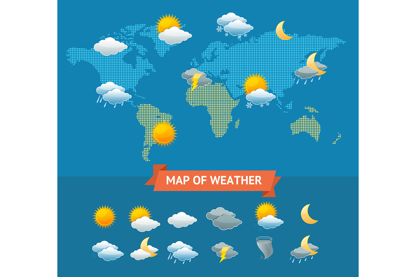 Map of Weather with Icons, a Work Illustration by More Shop