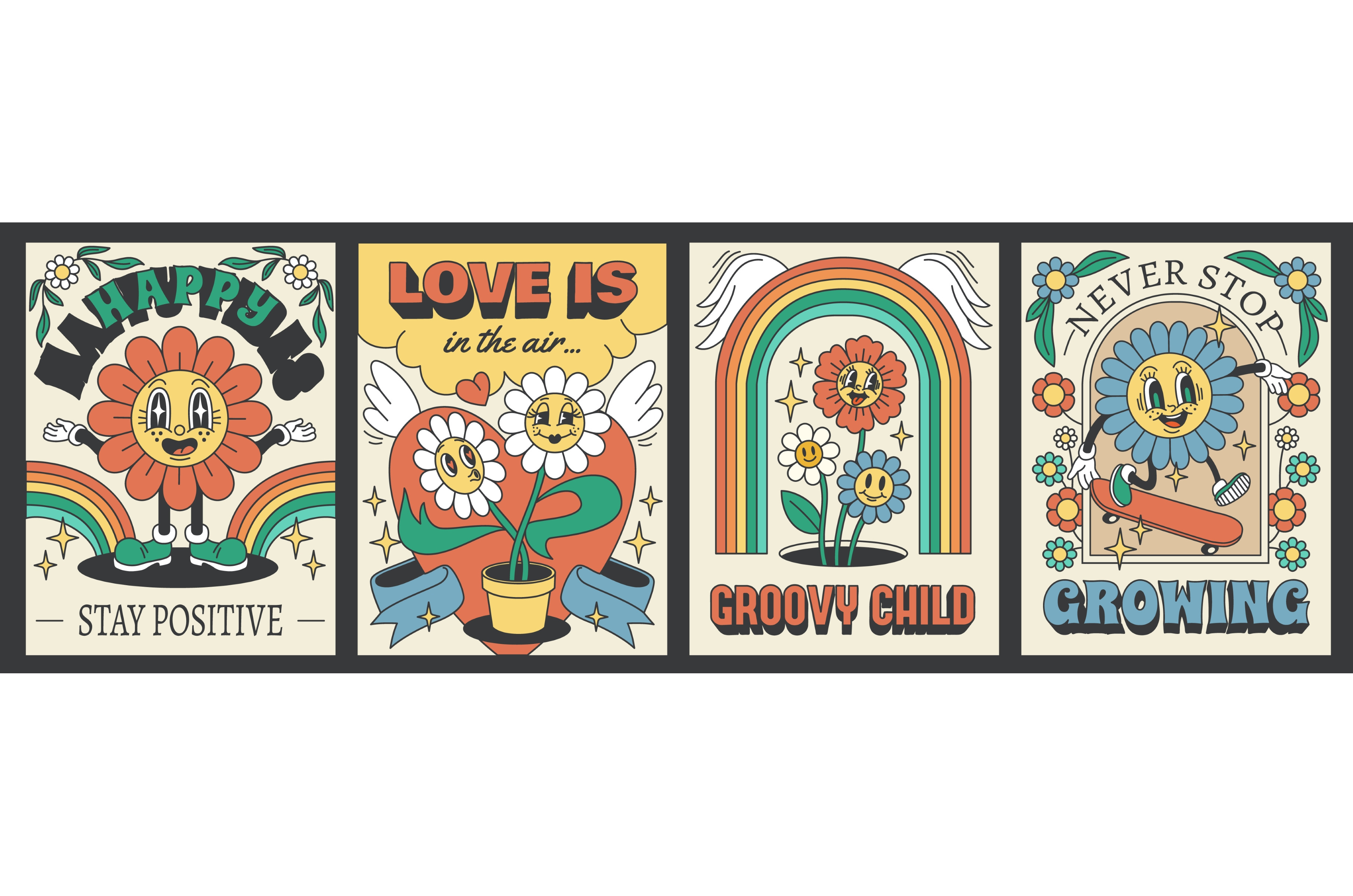 Groovy daisy flower posters, a Decorative Illustration by YummyBuum