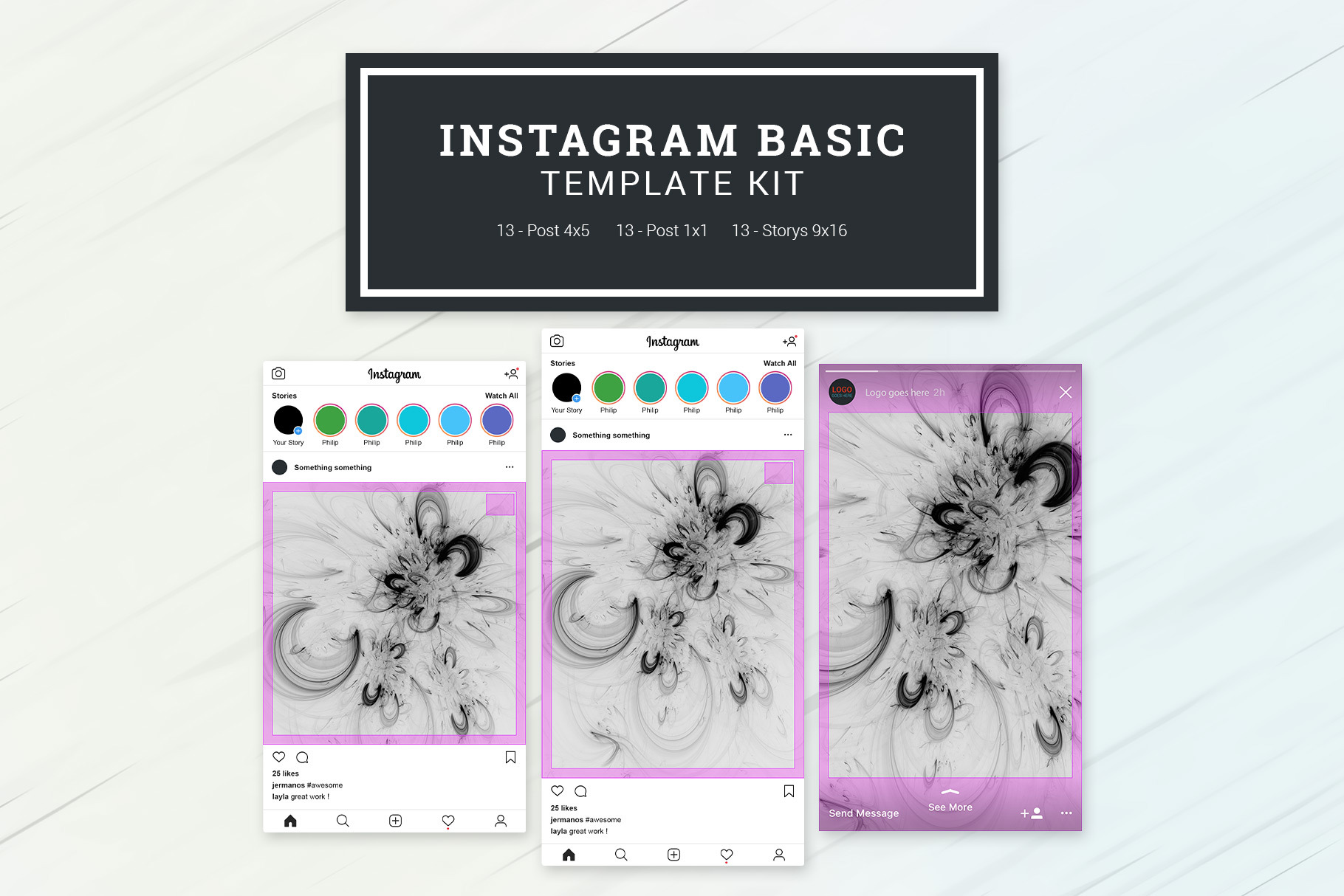 Instagram Basic Templates Kit, a Social Media Template by EMP Design