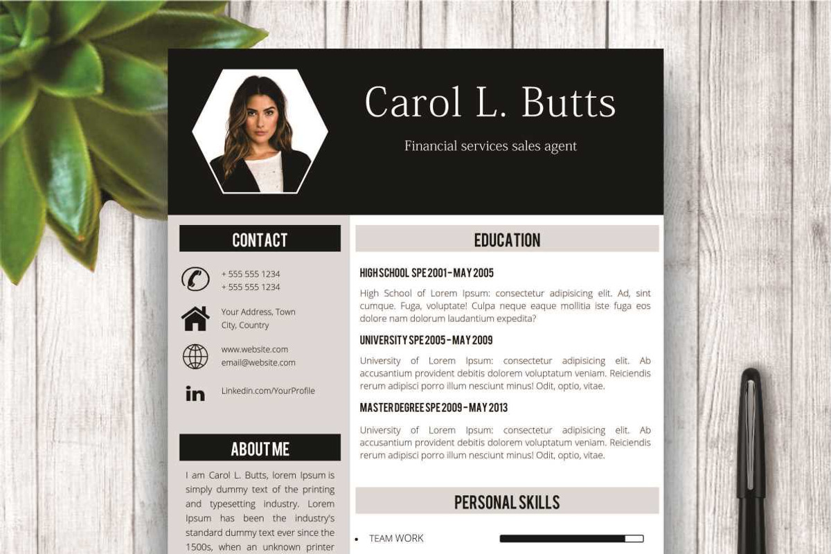 Clean Resume Template With Photo, a Resume Template by Creative Resume ...