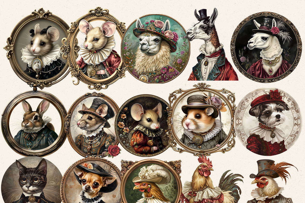 ANIMAL FARM PORTRAITS CLIPART PACK, an Animal Illustration by Daring Digies